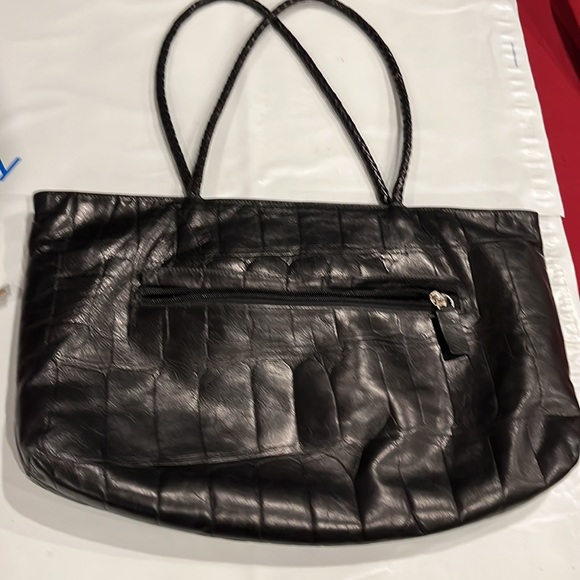 Falor | Bags | Falor Le Borse Black Leather Croc Calfskin Made In Italy ...